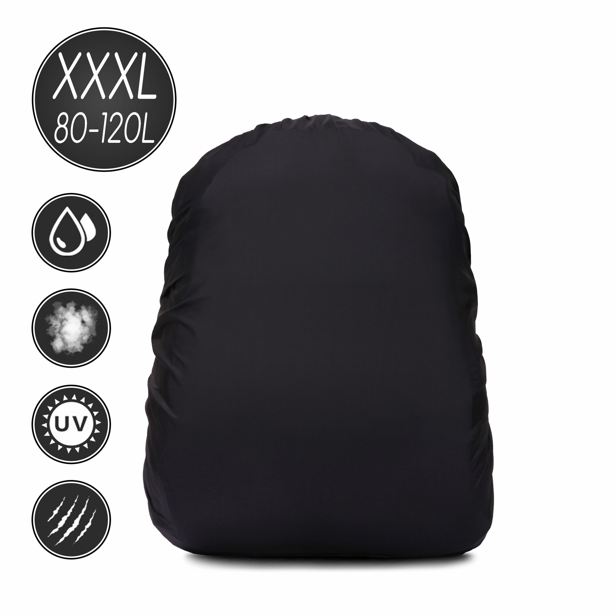 Чехол-дождевик XXXL, для рюкзака 80-120л, черный