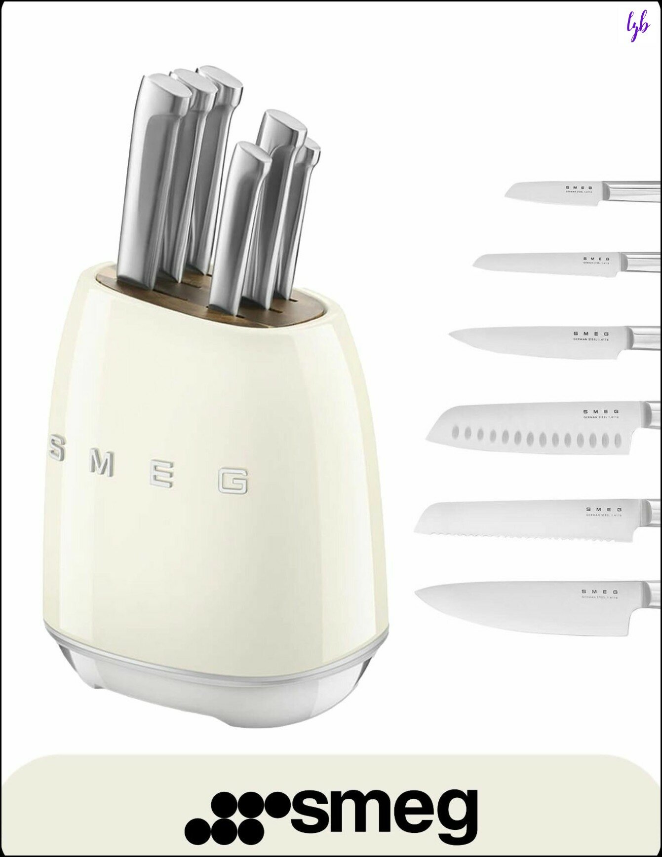 Набор ножей SMEG, 6 шт, нержавеющая сталь, подарочный набор, черная подставка