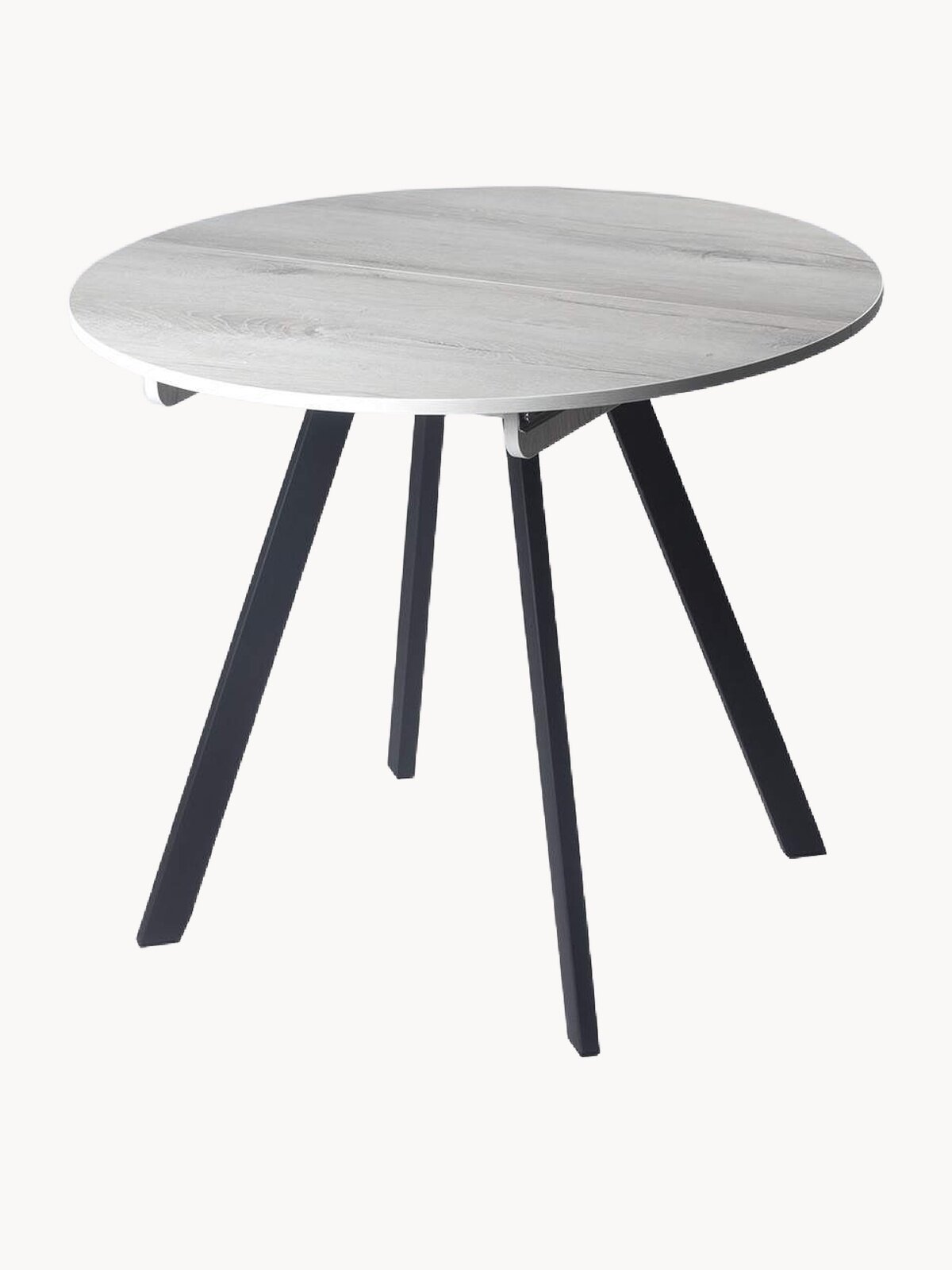 Стол-трансформер кухонный раздвижной лаунж с круглой раскладной столешницей трансформером для обеденной зоны в стиле лофт, 90/130х90х75 см, светло - серый - черный