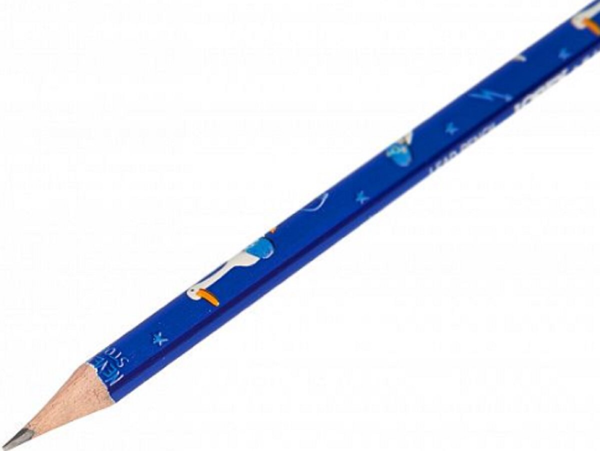 Карандаш чернографитный деревянный LOREX KIDS V-TYPE SCATE GOOSE НВ с ластиком, заточенный, трехгранный 1 шт