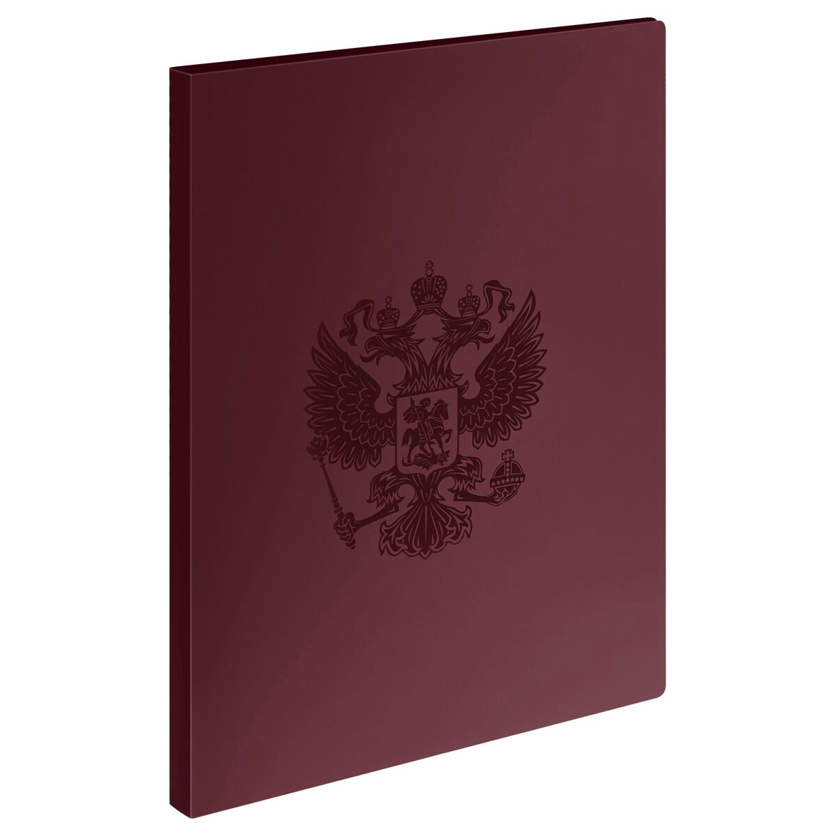 Папка с боковым зажимом Стамм "Герб" (А4, 17мм, 700мкм, пластик) гранат (ММ-321721)