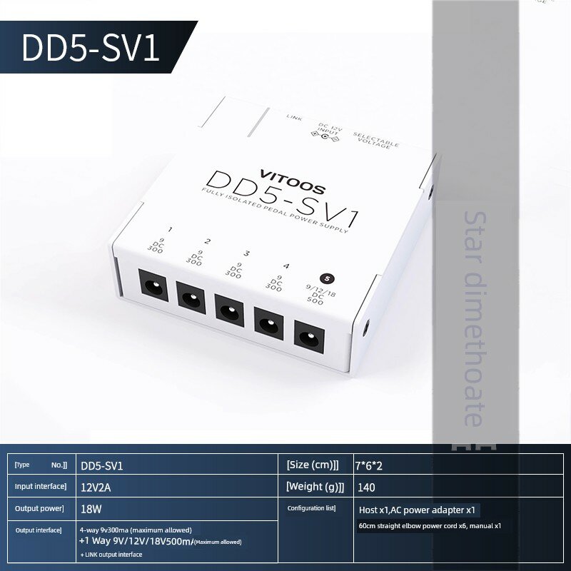 DD5-SV1 1-канальный регулируемый 9В изолированный блок питания с поддержкой LINK DD8 для гитарных педалей