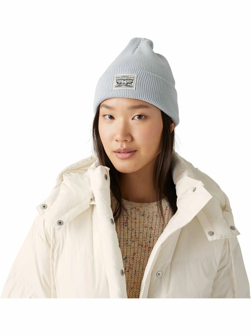Шапка-бини Levi's Backpatch Beanie для женщин, размер OS, голубой — фото 1