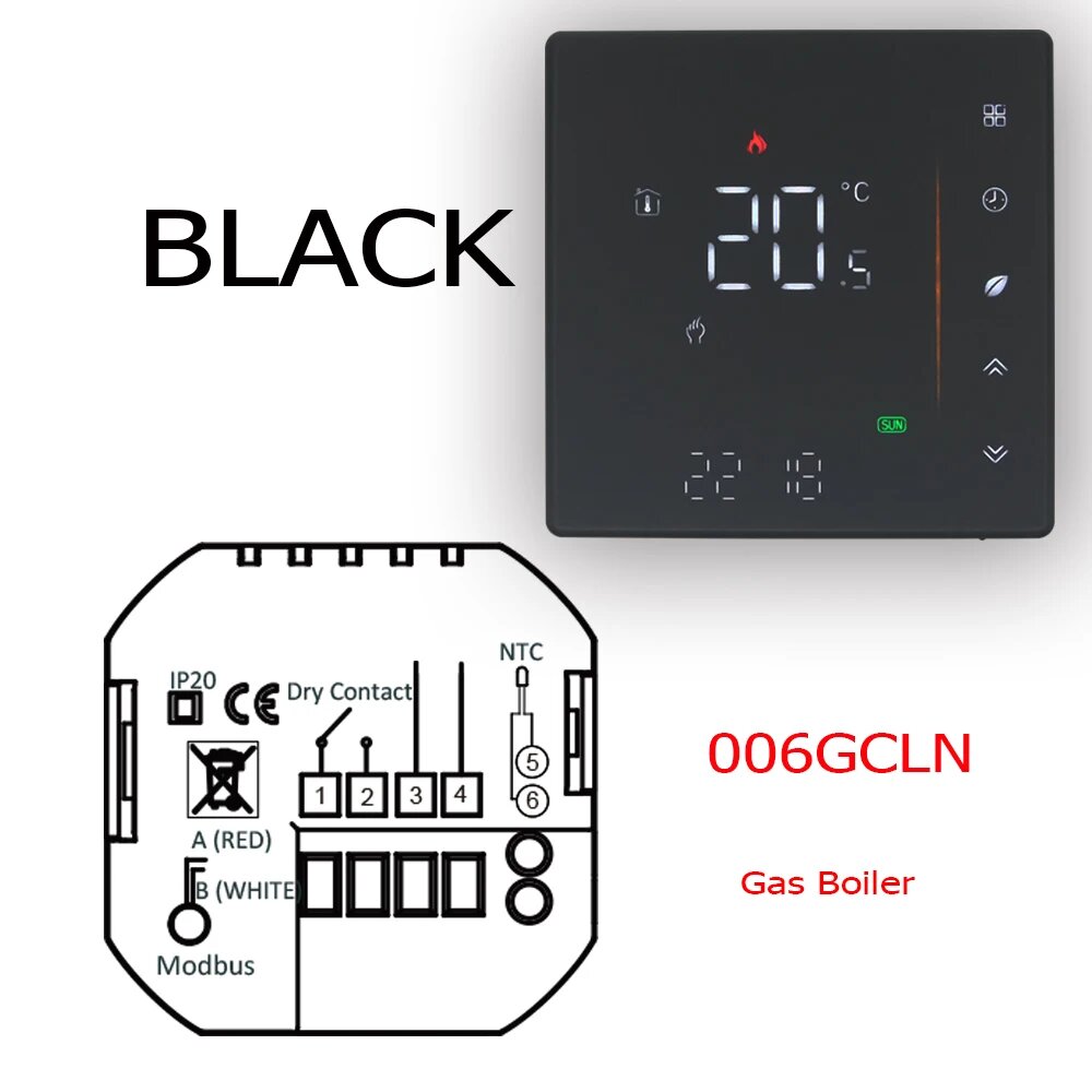 Термостат для газового котла Black, 006GCLN, 95-240VAC