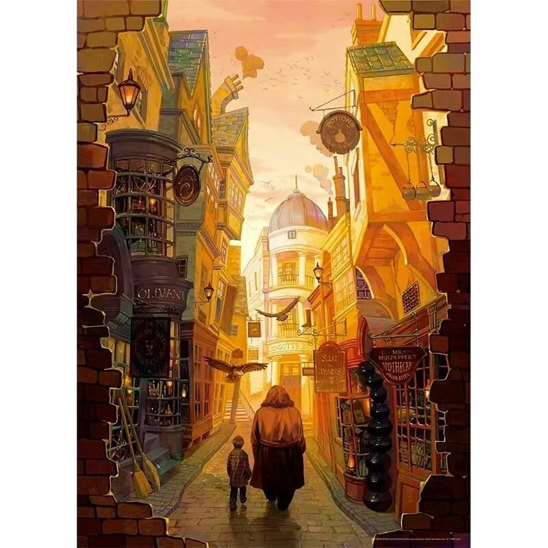 Пазл Гарри Поттер, "Диагональная аллея" 1000 деталей, увлекательный сбор для детей и взрослых, идеальный подарок фанату волшебного мира и семейный вечер пазлов