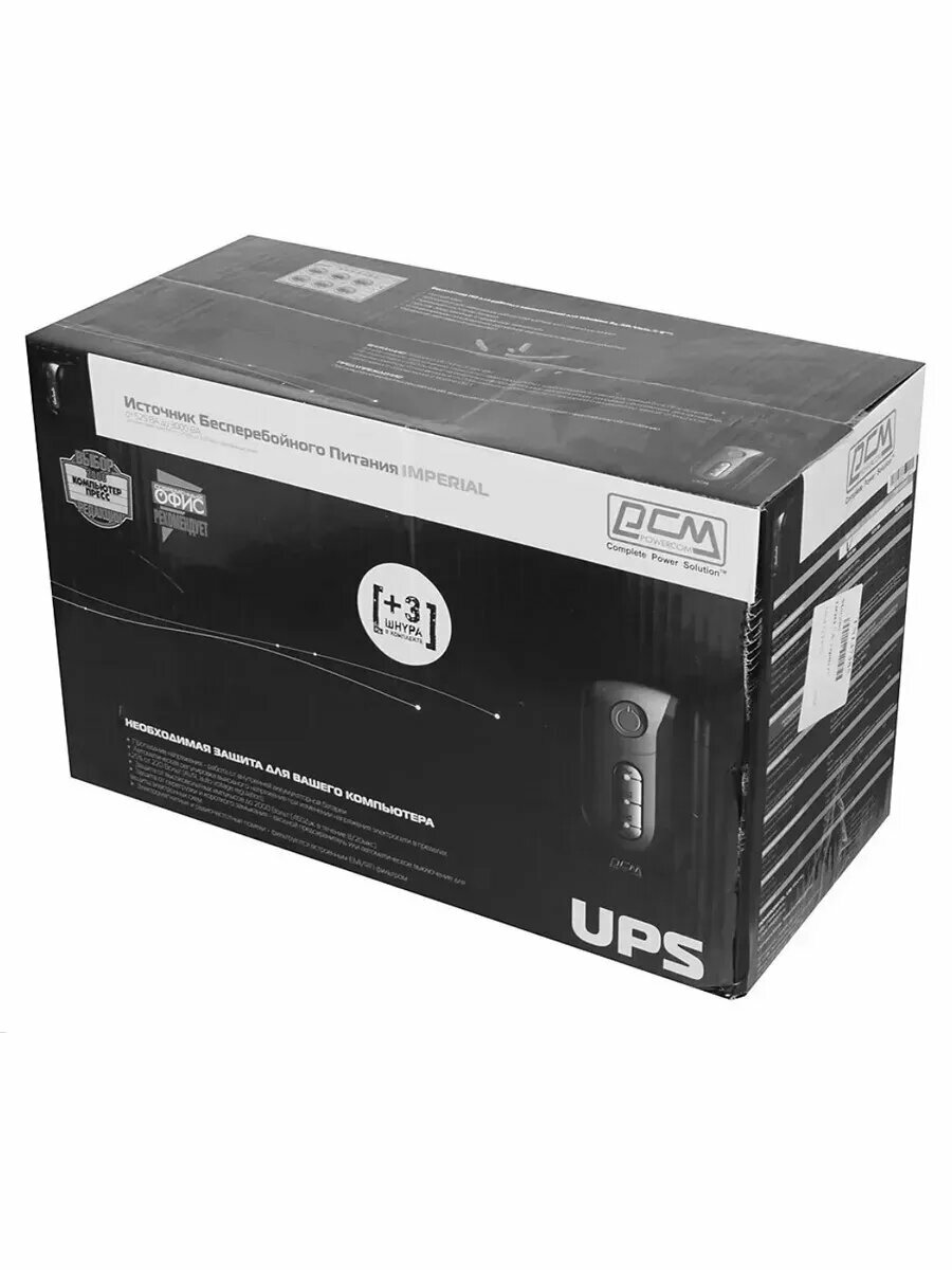 ИБП Powercom IMP-625AP, интерактивный, черный, 625ВА, 5 розеток, USB — фото 1
