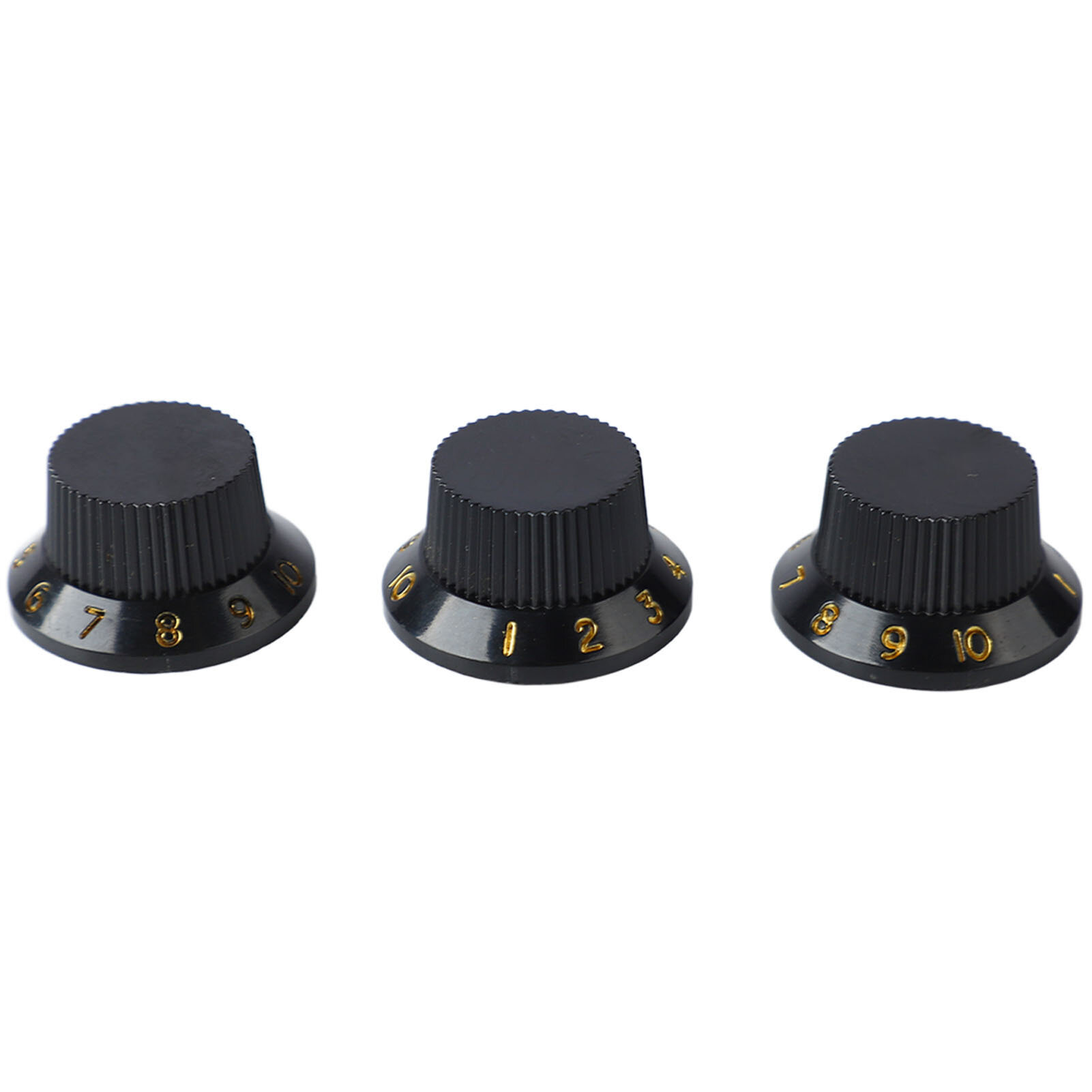 3PCS Potentiometer Rotary Knobs Tone Volume Control Knob Replacement for Electric Guitar Bass Black Gold Lettering