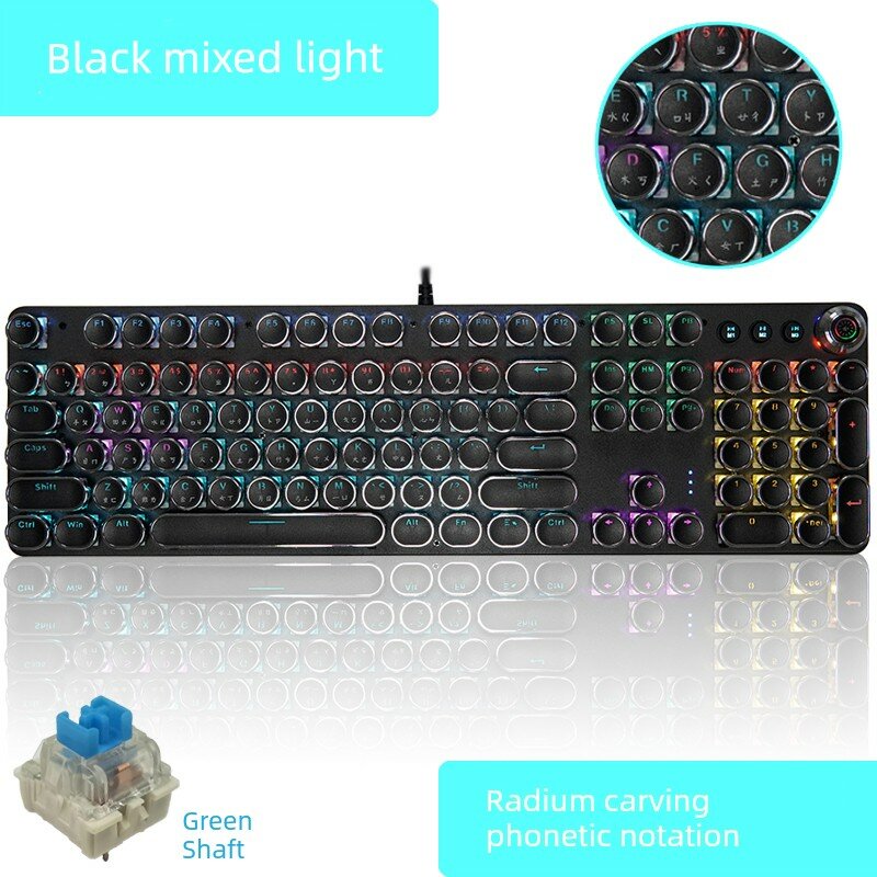 Механическая клавиатура Cangjie Phonetic Notation в стиле ретро-стим, с гальваническим покрытием, 87/104 клавиши, синие