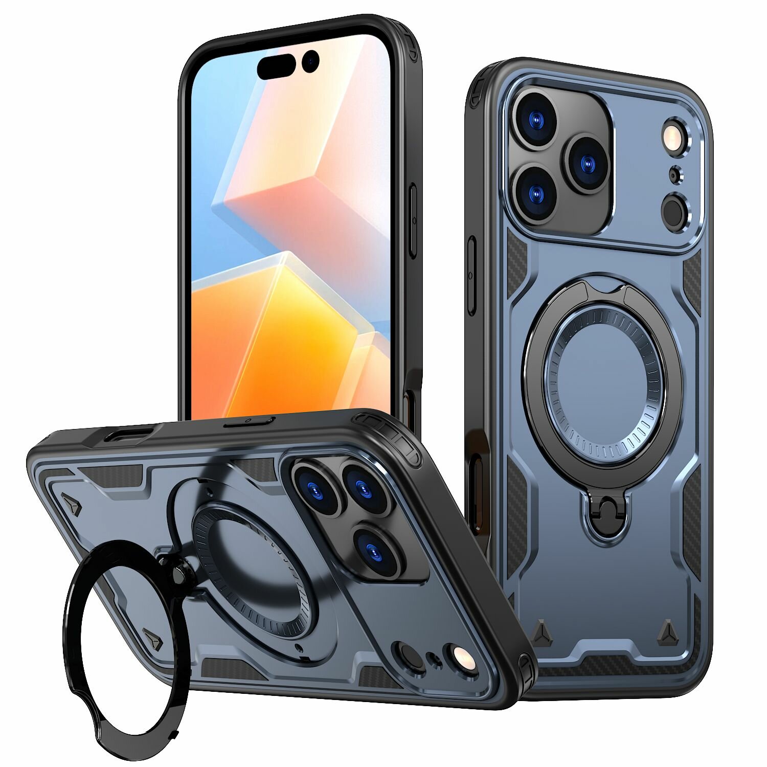 Чехол бронированный для Apple iPhone 17 Pro, противоударный, Поддержка MagSafe, с подставкой для живого видео