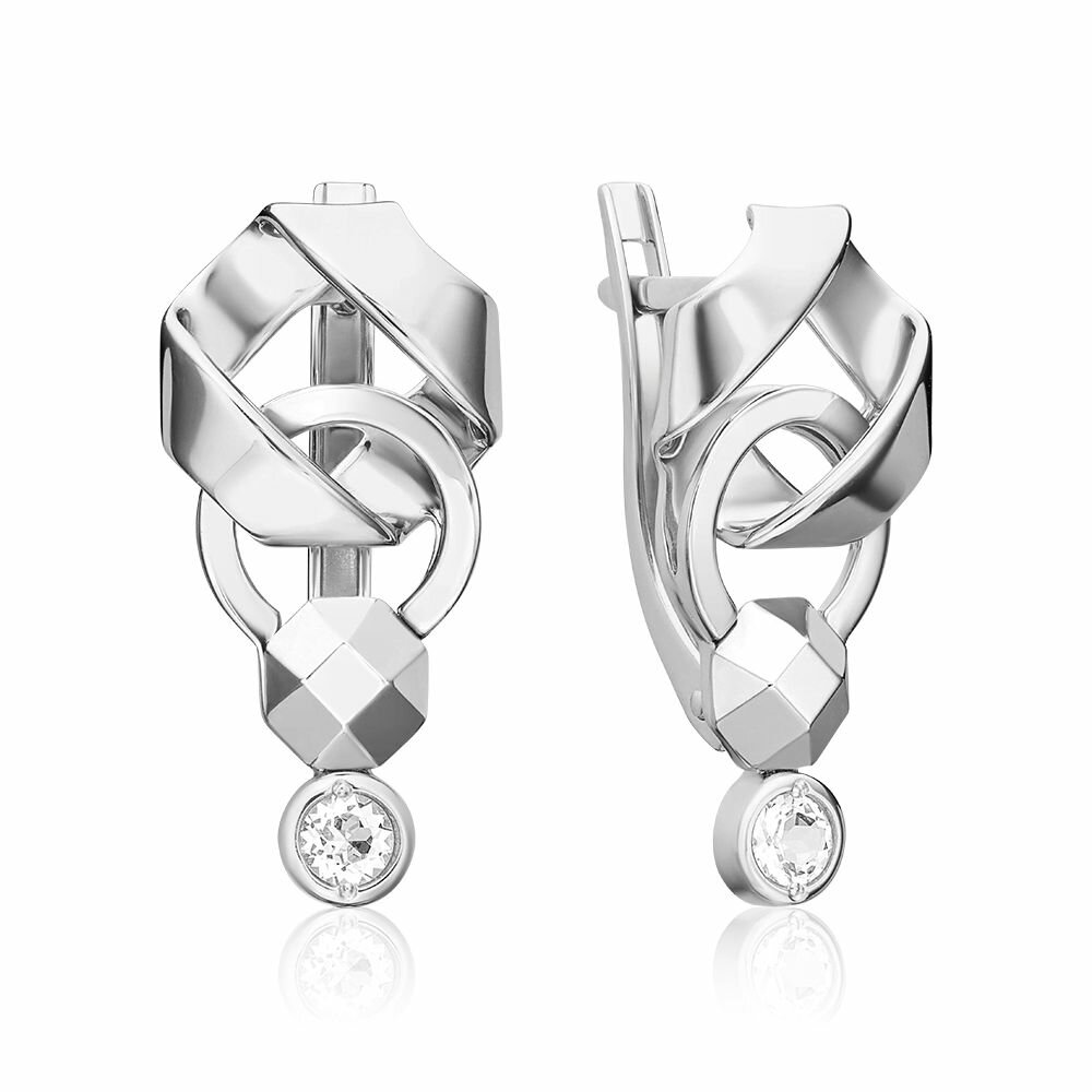 Серьги, белое золото, 585 проба, родирование, топаз