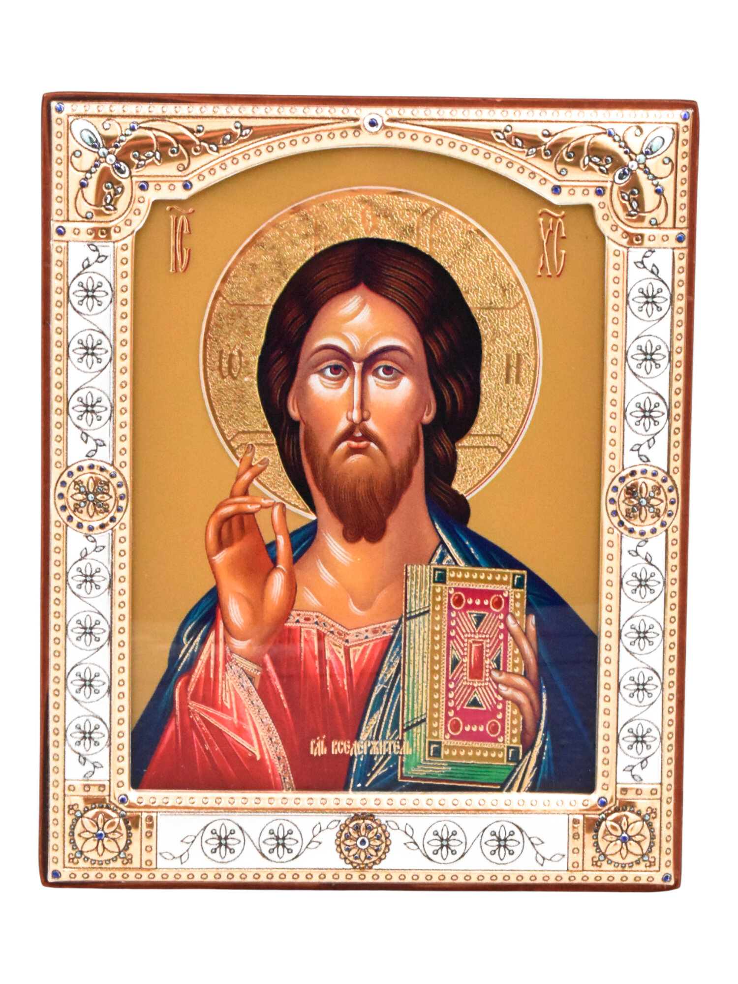 Икона Иисус Христос на стекле, серебряный оклад, 16.7х20.6см SA7014/4O