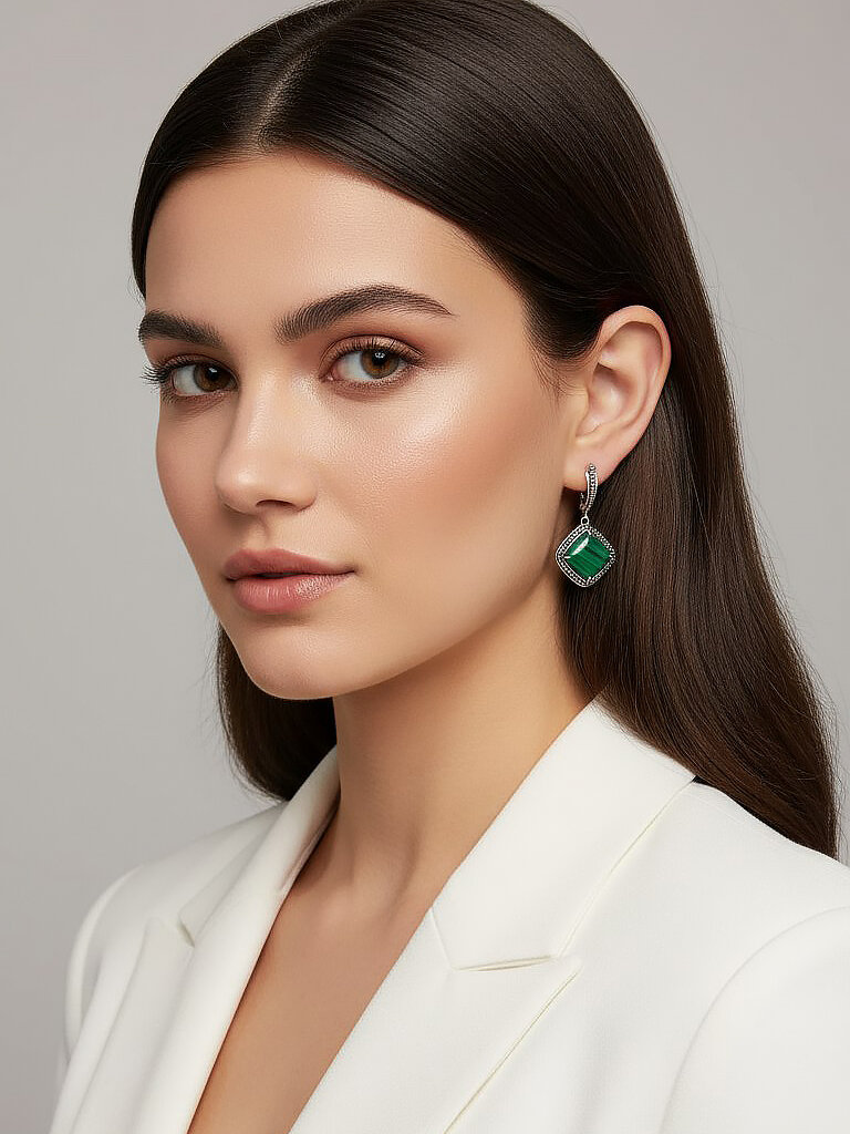 Серьги, малахит