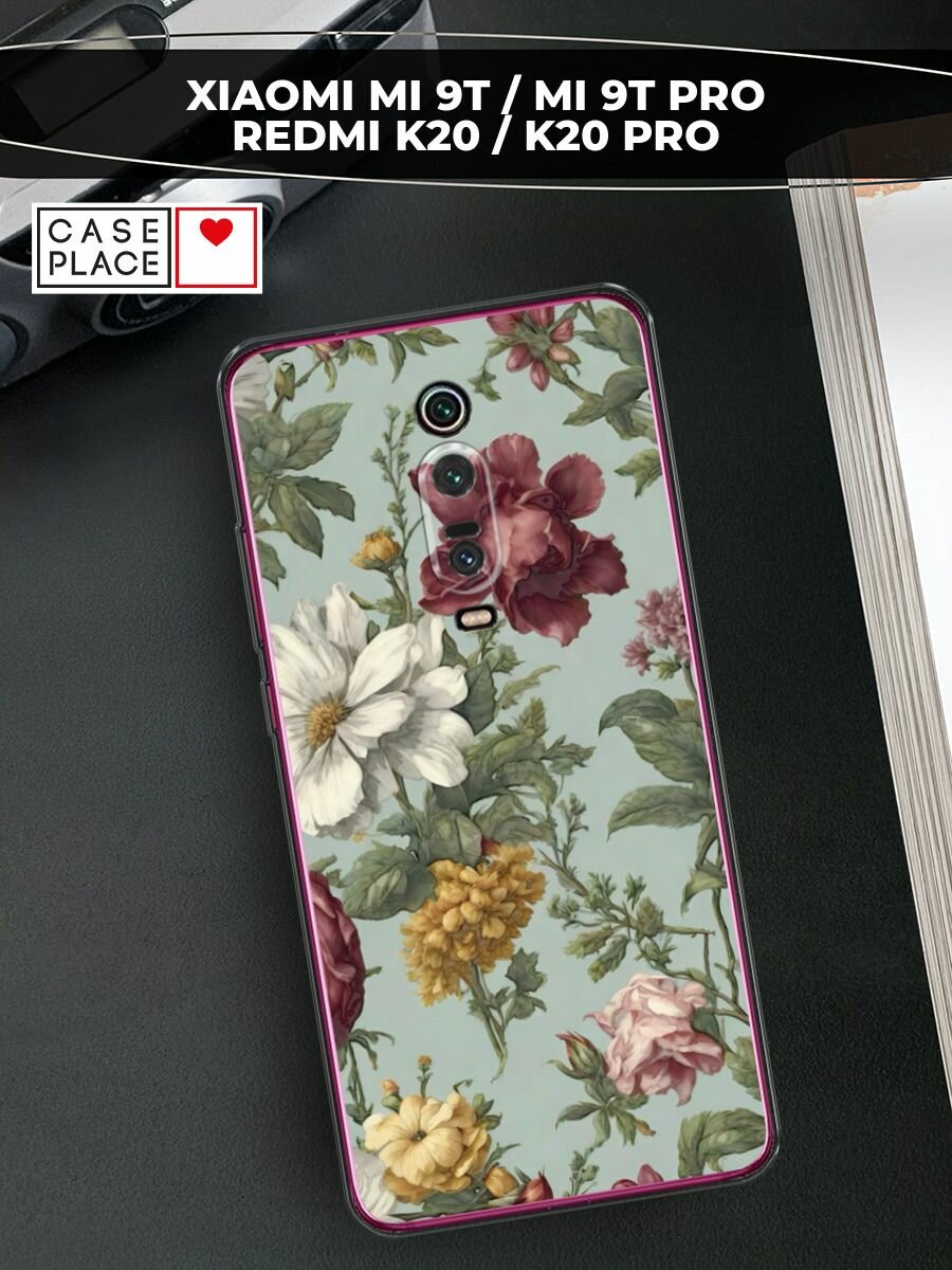 Чехол на Сяоми Редми К20/K20 Pro/Mi 9T/9T Pro с принтом Акварельные красные цветы