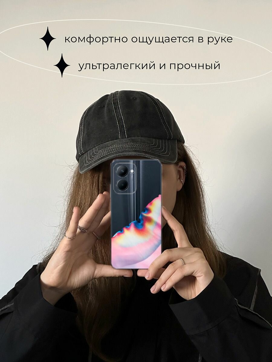 Чехол на Realme C33 / Реалми С33 с принтом Розовая акварель, прозрачный — фото 1