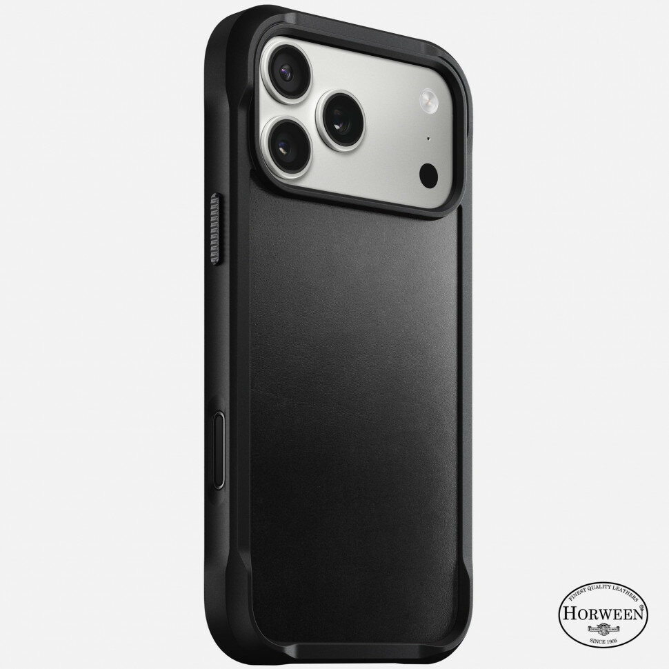 Кожаный чехол Nomad Rugged Horween Leather Case для iPhone 17 Pro Max черный (Black)