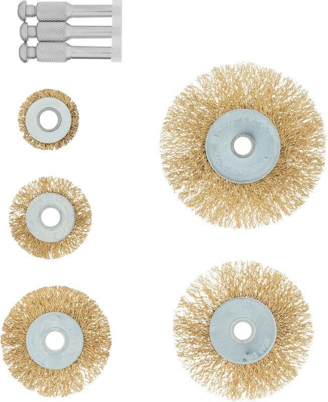 Набор щеток для дрели, 5 шт, 5 плоских 25 - 38 - 50 - 63 - 75 мм, со шпильками, металлические// MAT
