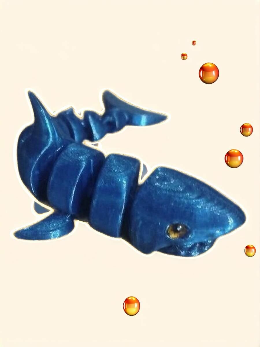 Игрушка "Акула", антистресс, подвижная, темно-синяя, 3D, комплект с подарком