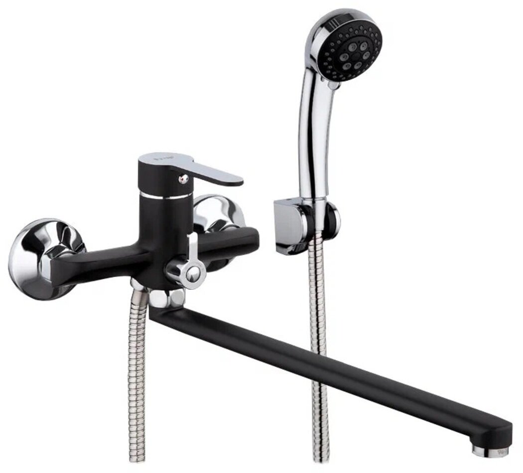 Смеситель Frap F2242, латунь, длина шланга 1500мм, черный/хром