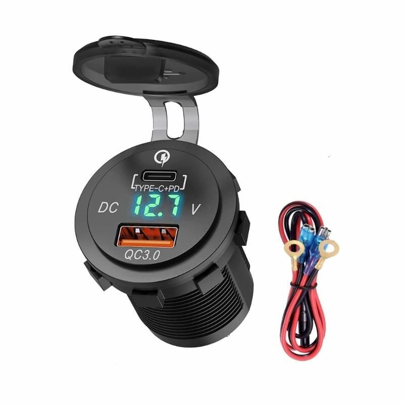 Умный монитор напряжения для автомобильного зарядного устройства, Зеленый экран с цифрой 0.