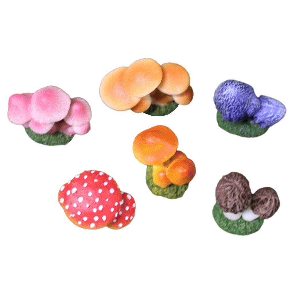 Набор из 6 Декоративных Поделок Игривые Грибные Миниатюры Скульптура в Готическом Стиле