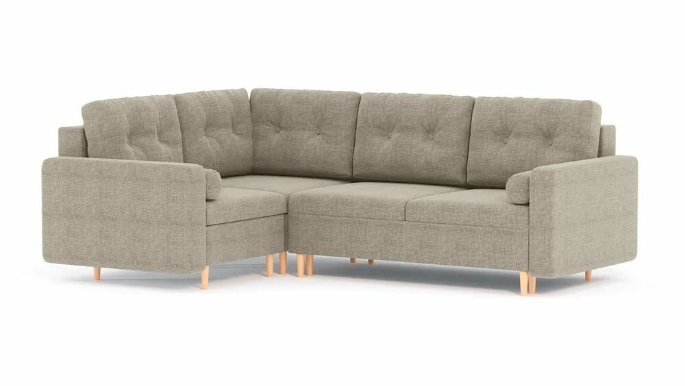 Угловой модульный диван Белфаст пантограф, рогожка Дрим Беж, бежевый