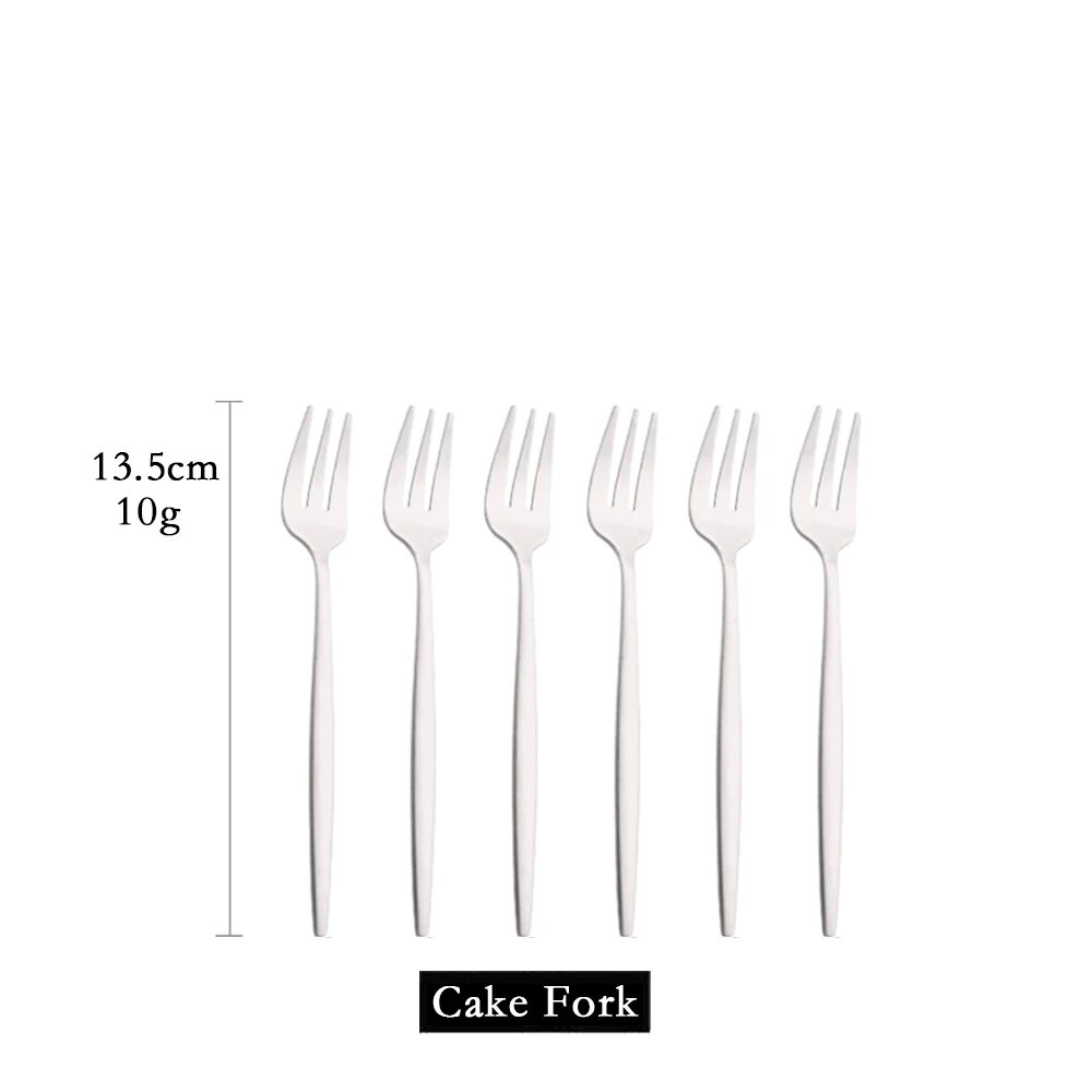 6 шт. мини-набор вилок для фруктового торта, закусок, набор вилок для чая и фруктов из нержавеющей стали, вилка для десерта, белое золото, маленькая вилка для салата, посуда