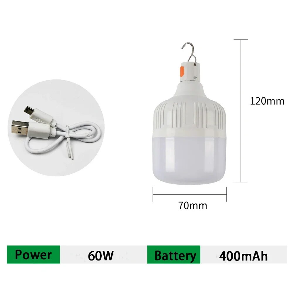 Портативный фонарь для кемпинга IWP 60W, 400mAh, 120x70mm