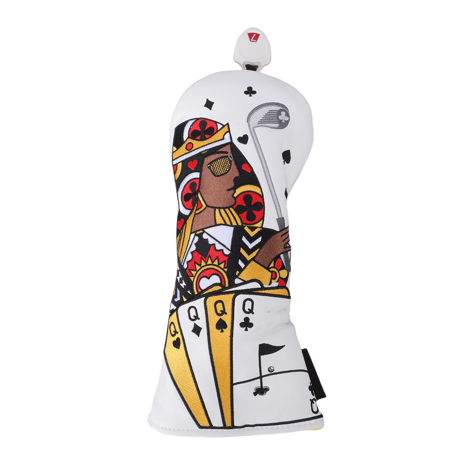 Чехол для клюшки с вышивкой, водонепроницаемый, из полиуретана, защитный чехол для деревянной клюшки с плюшевой подкладкой, белый, размер Queen, № 3/5.
