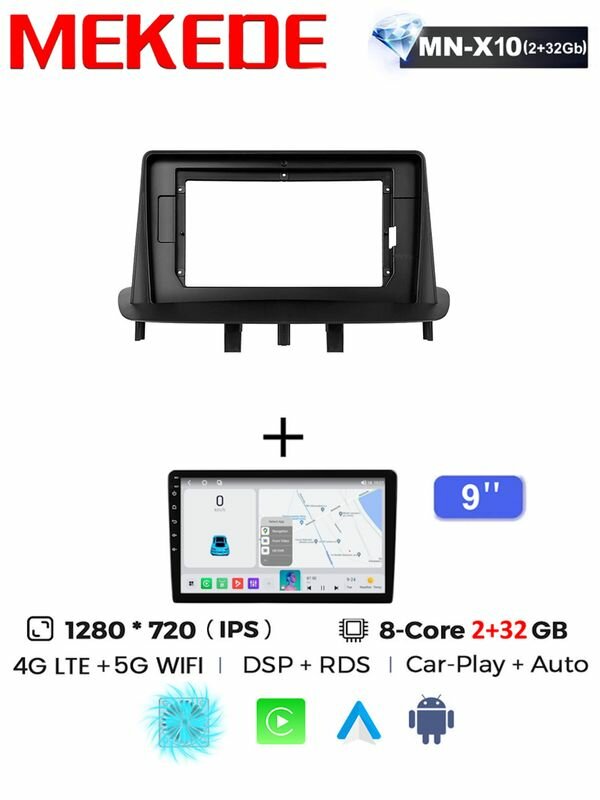 Магнитола 9" Mekede MN X10 Pro 2/32 Gb Renault Megane 3 2008-2014 carplay