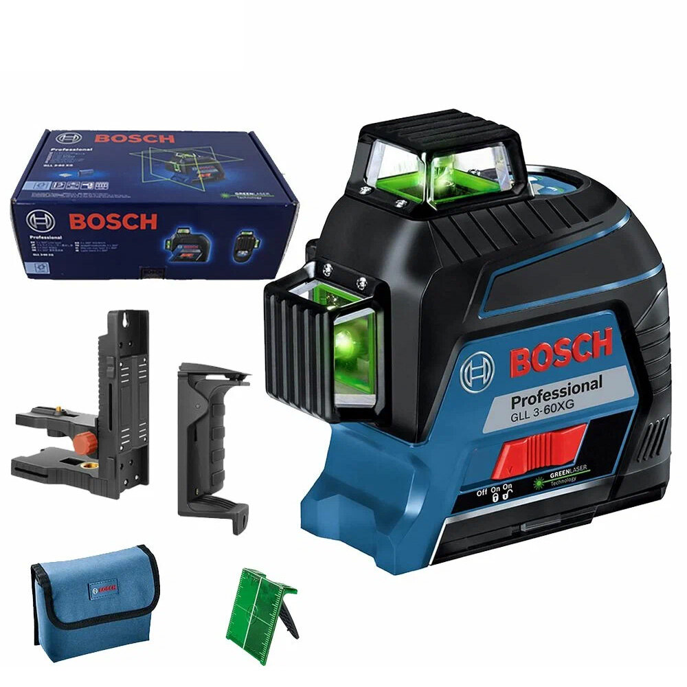 Лазерный уровень GLL3-60XG, 12 линий, зеленый луч, 30М, 0.3мм/м, С Магнитный потолочный кронштейн