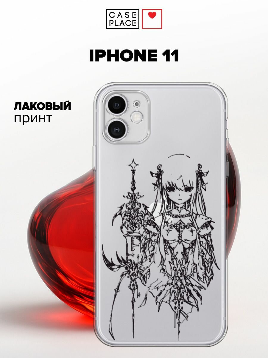 Силиконовый чехол на Apple iPhone 11 / Айфон 11 с принтом Аниме девушка с мечом