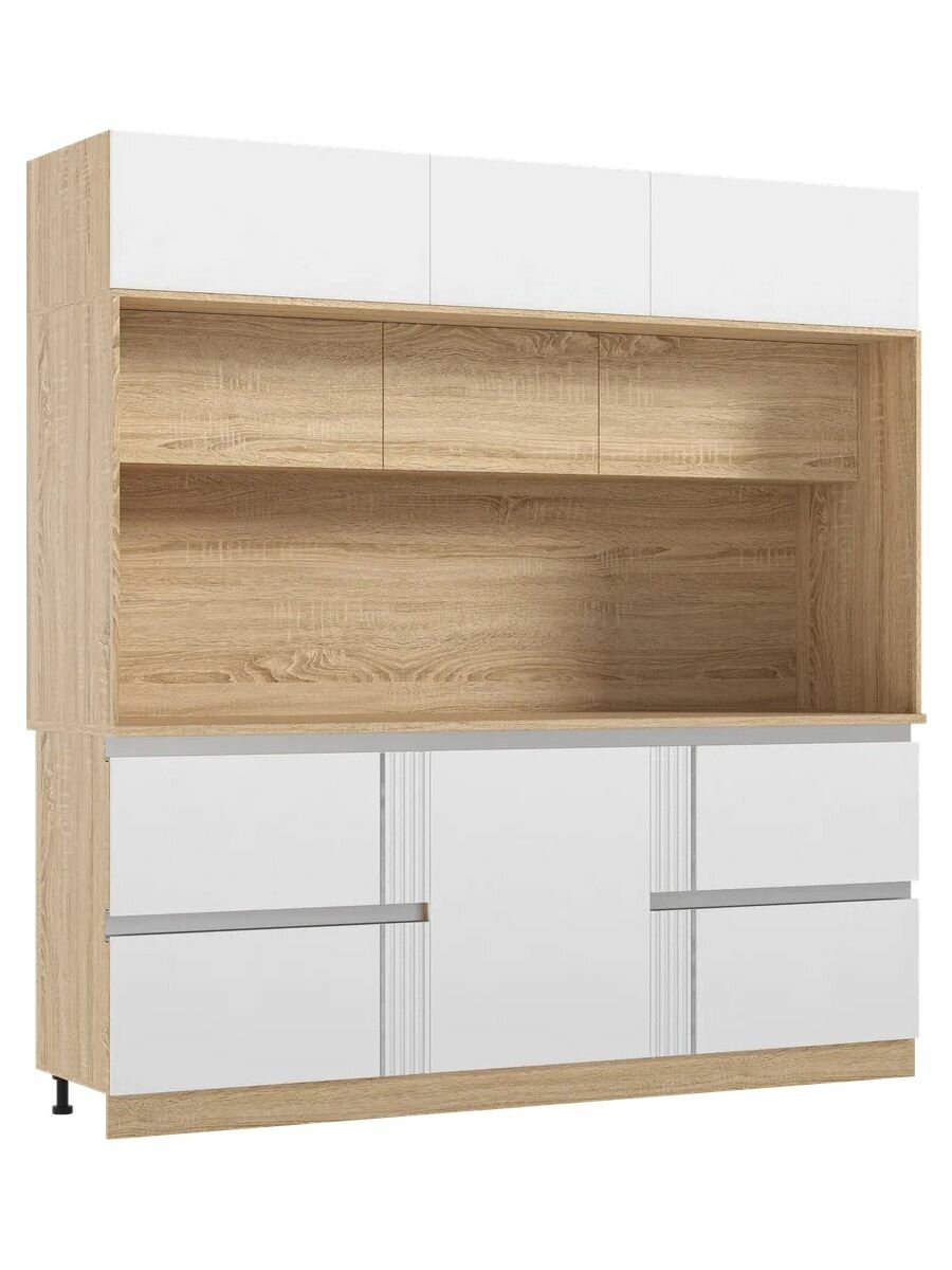 МДФ Кухня Карина Центральная секция 2200 (Пластер Бьянко, Сонома)