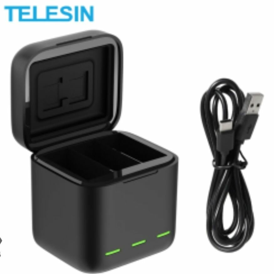 Зарядное устройство Telesin, для экшн-камеры GoPro, быстрая зарядка, LED-индикация