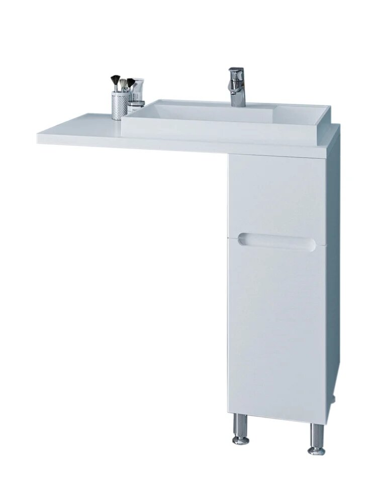 Тумба с раковиной СаНта Лондон 90 R под стиральную машину, напольная, 90 см, с ящиками, белая, прямоугольная, из МДФ