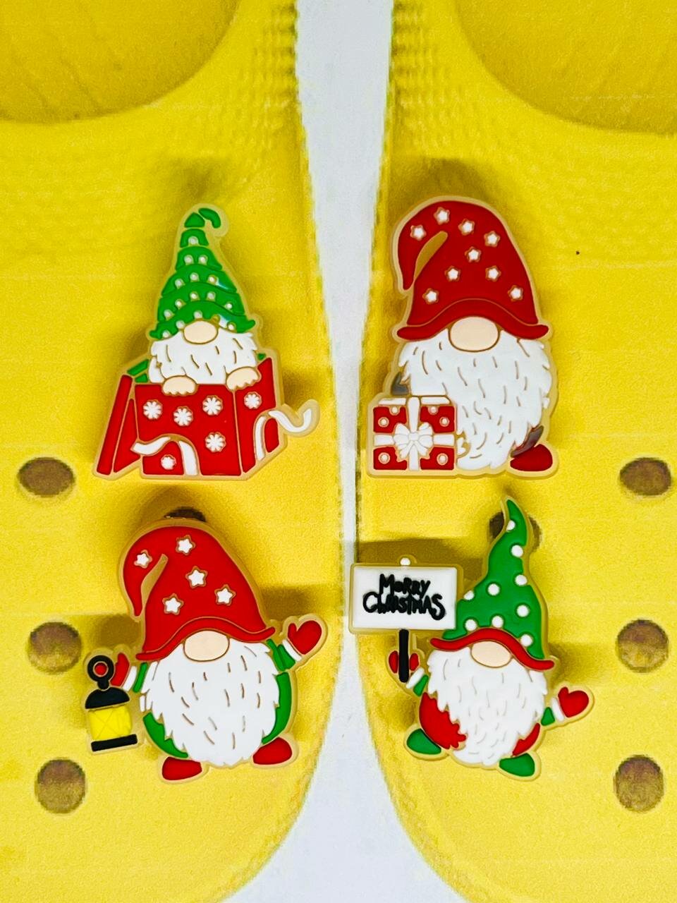 Джибитсы для Crocs обуви Новогодние Гномы 4 шт