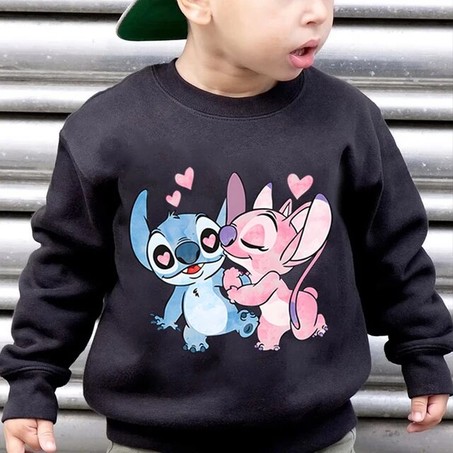 Милый свитер с длинными рукавами и рисунком Стича ко Дню святого Валентина, украшенный очаровательным рисунком в виде сердца, модный свитер в форме сердца ко Дню святого Валентина.