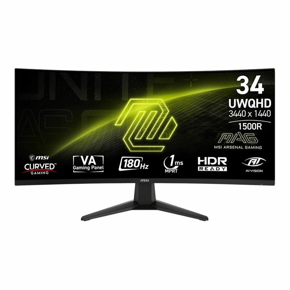 Монитор 34" MSI MAG 346CQ Curved VA, 3440x1440, 180Hz, 4ms, 300сd/m, 4000:1, HDR | 2xHDMI(2.0b), DP(1.4a) | InPSU, Vesa 100, Black