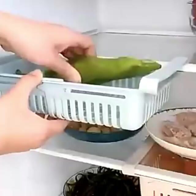 Раздвижной пластиковый контейнер для хранения продуктов / Лоток органайзер для холодильника / подставка для яиц