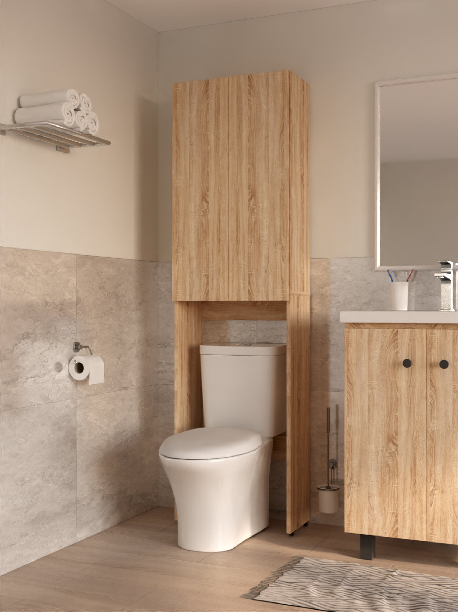 Шкаф-пенал над унитазом Дуб