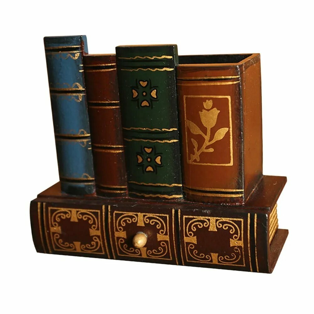 Органайзер для письменных принадлежностей из дерева, настольный ящик для хранения карандашей, 15x6.5x14 см