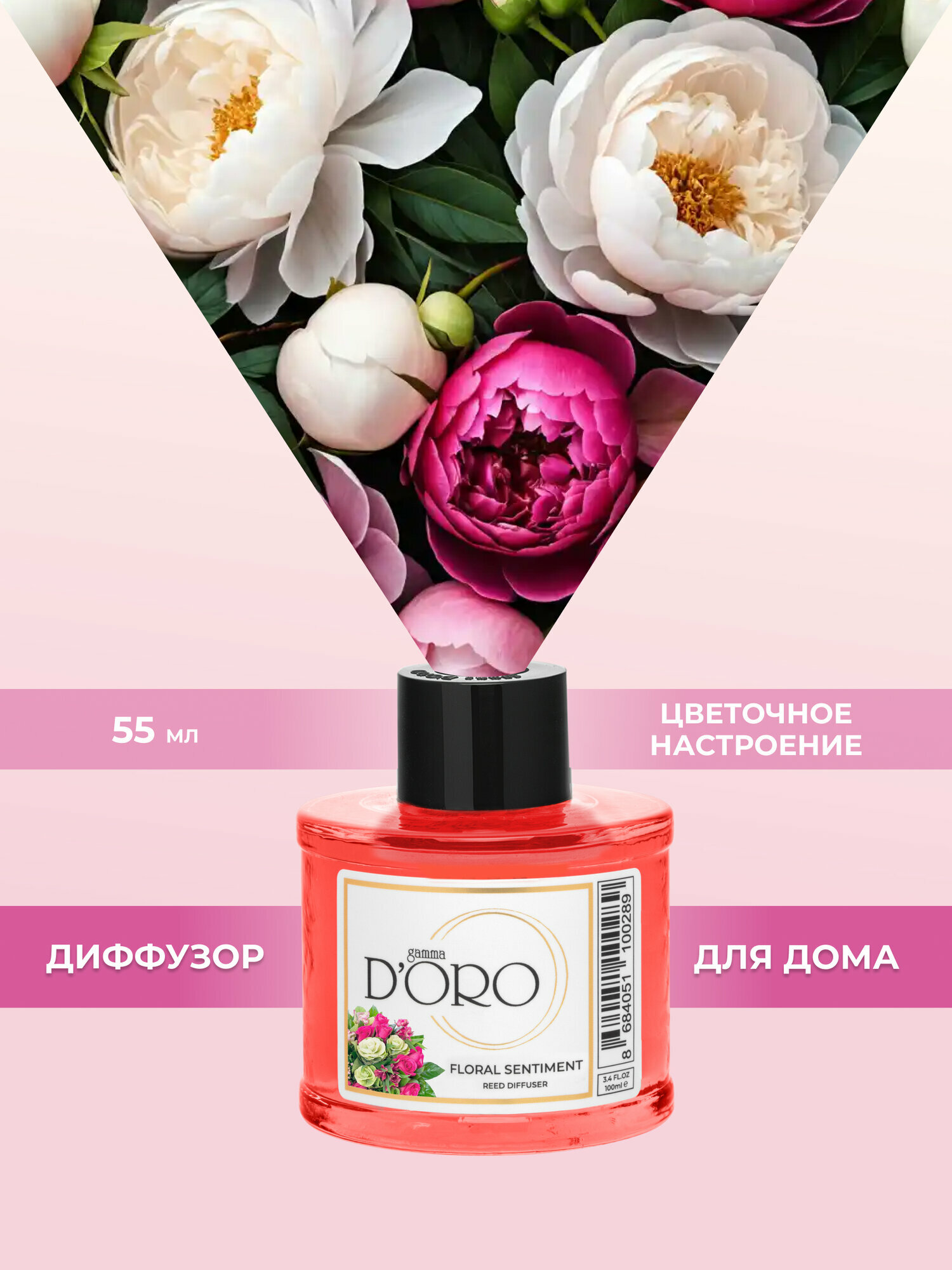 Ароматический диффузор для дома с палочками GAMMA D’ORO Цветочное настроение 55 мл