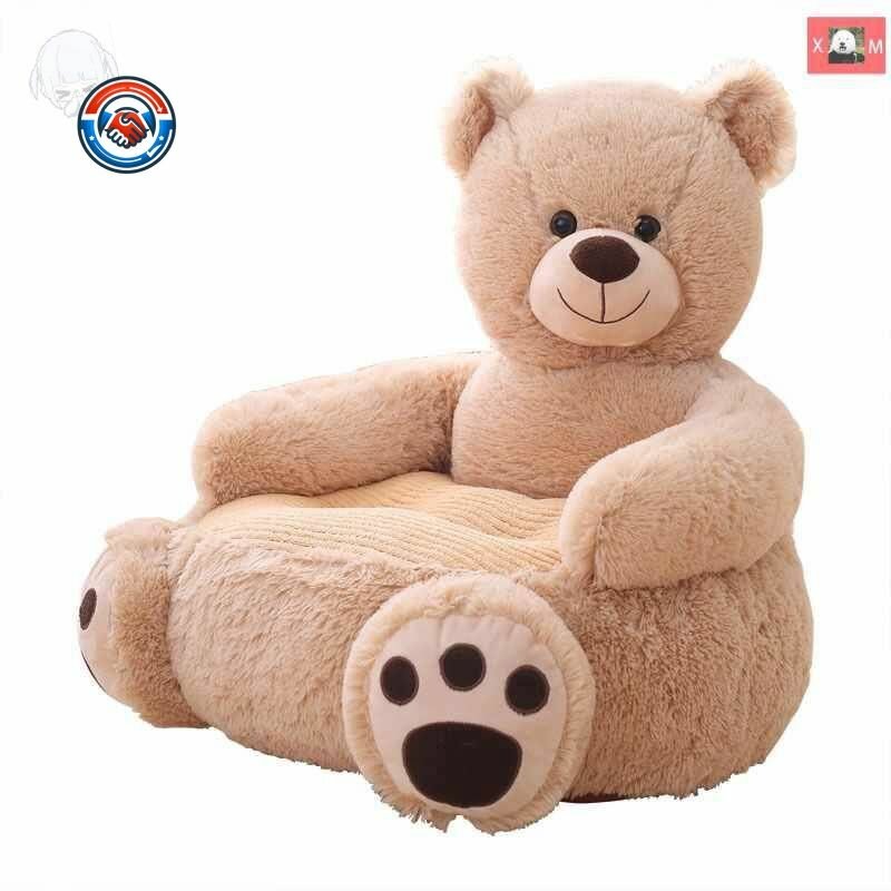 Детское мягкое кресло-игрушка в виде зверушки, бескаркасное кресло для малышей 50х50х45 см, съемный чехол, безопасная мини-мебель для детской комнаты, уютное место для отдыха и игр