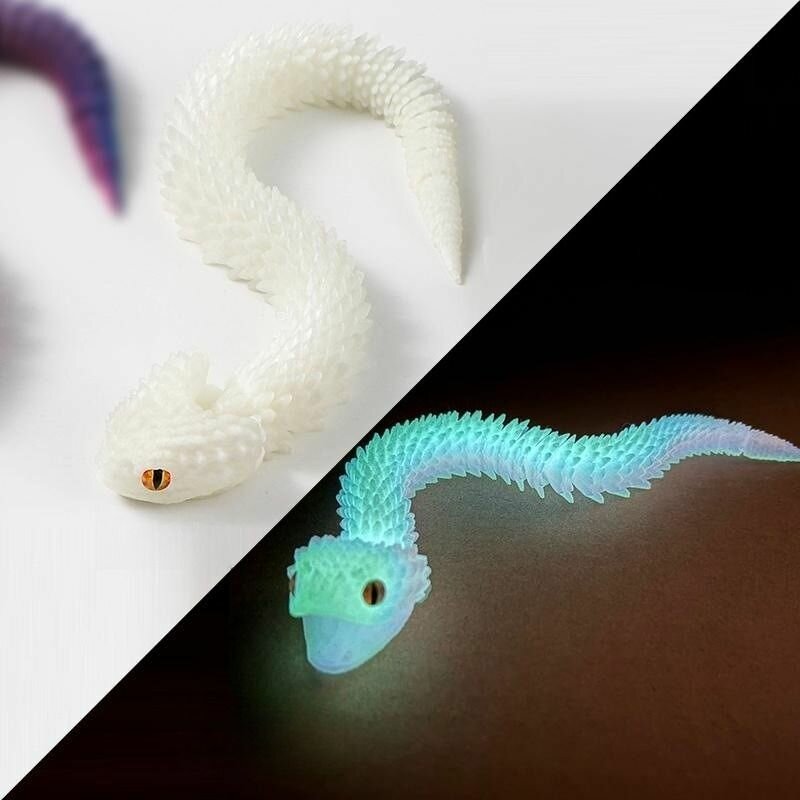 3D-модель змеи, шарнирная фигурка гадюки, светящаяся в темноте, открывается рот, подарок для детей, рождественские подарки
