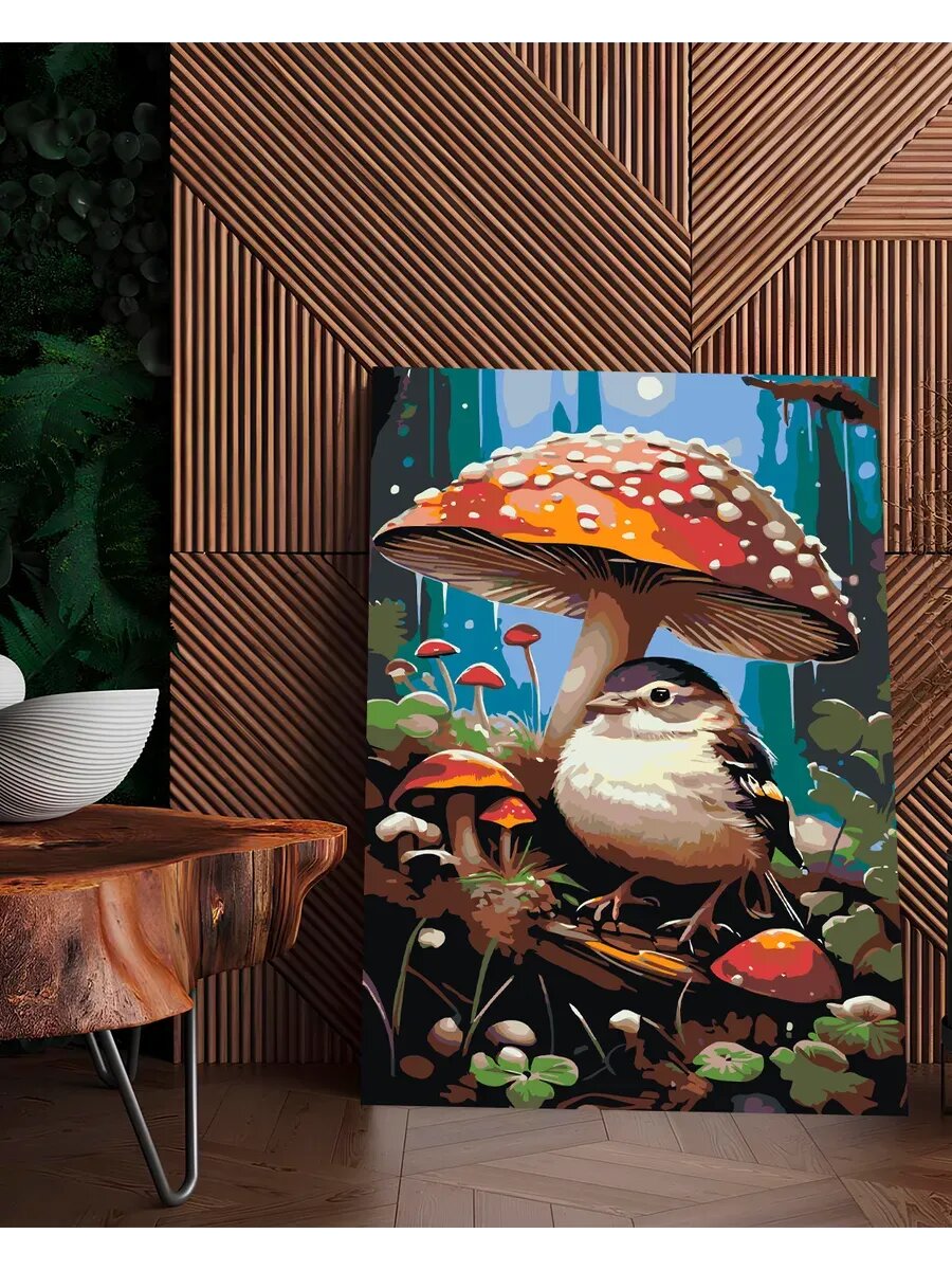 Картина по номерам Птичка-Мухомор