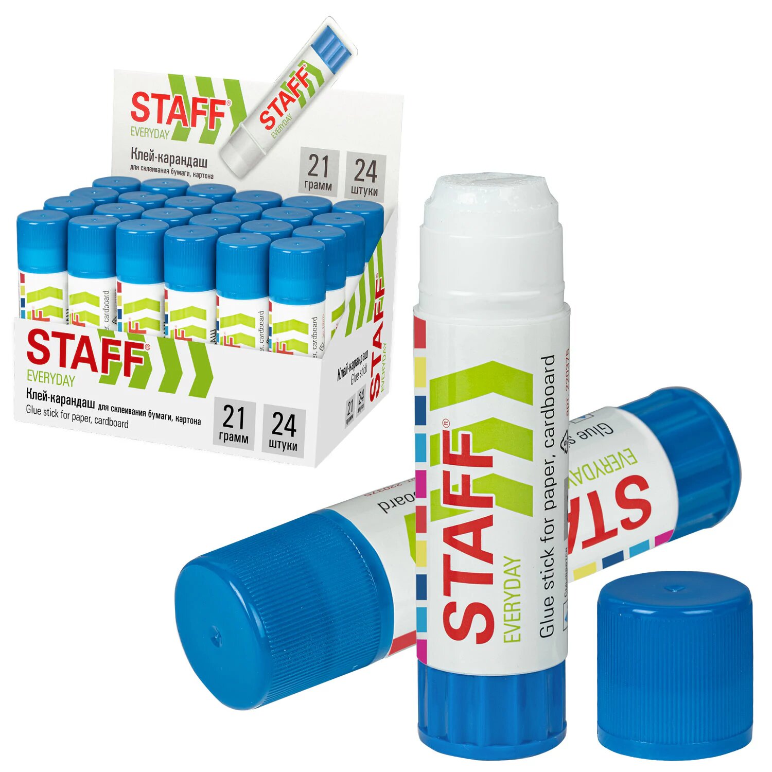 Клей-карандаш STAFF "EVERYDAY", 21 г, 220375, 4шт.