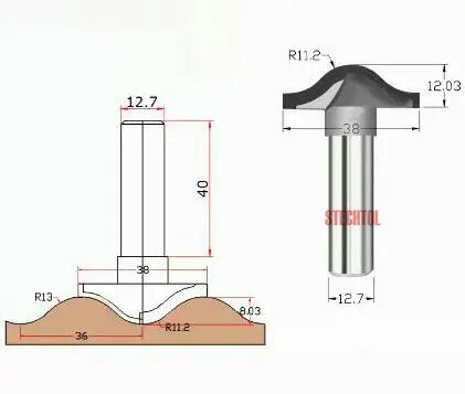STECHTOL алмазная фреза D-PCD7-649796 для деревообработки 12.7x38x12.03 R11.2