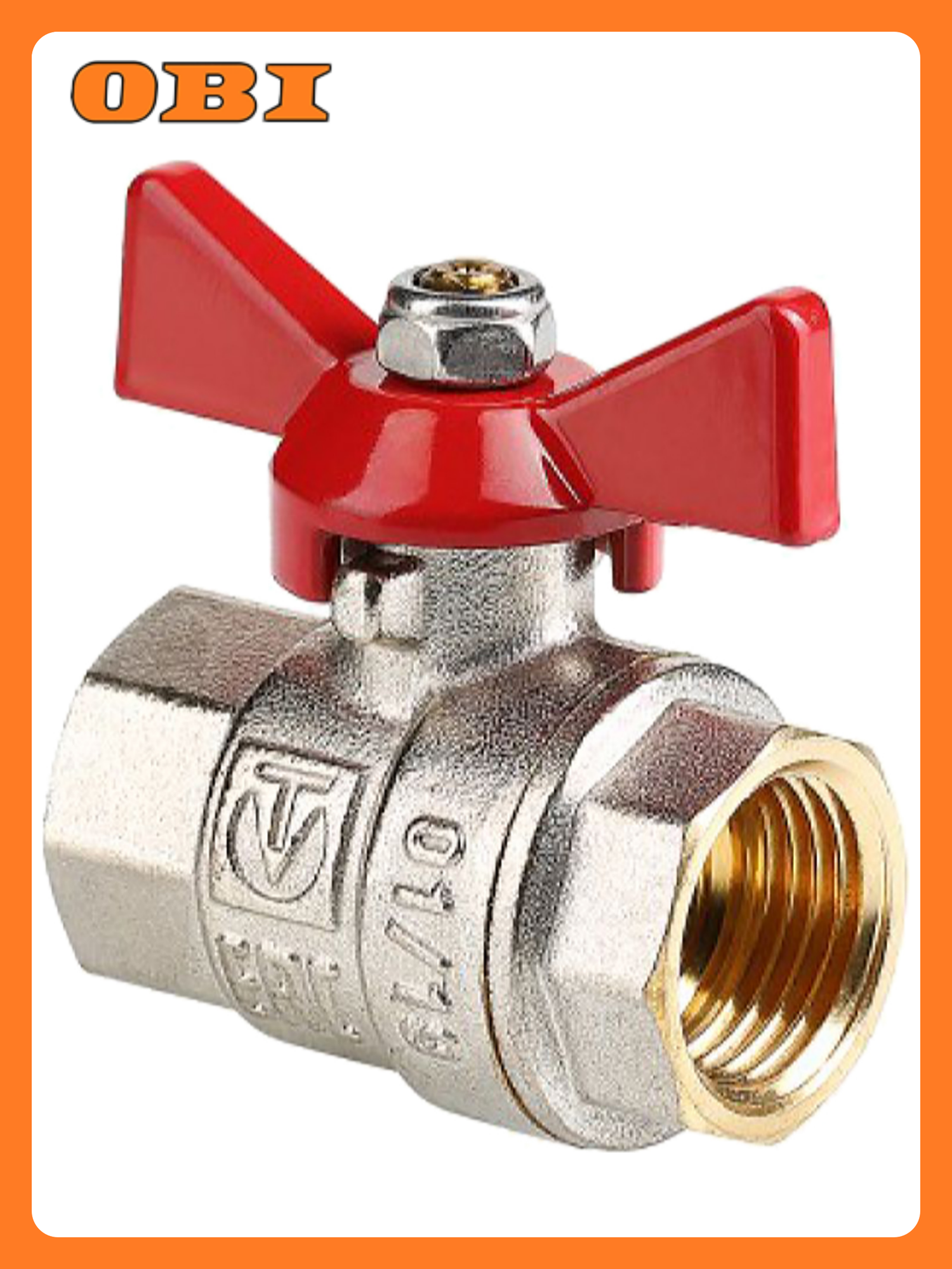 Шаровой кран VALTEC Base, латунь, никелированный, полнопроходной, ручка-бабочка, 1", серебристый