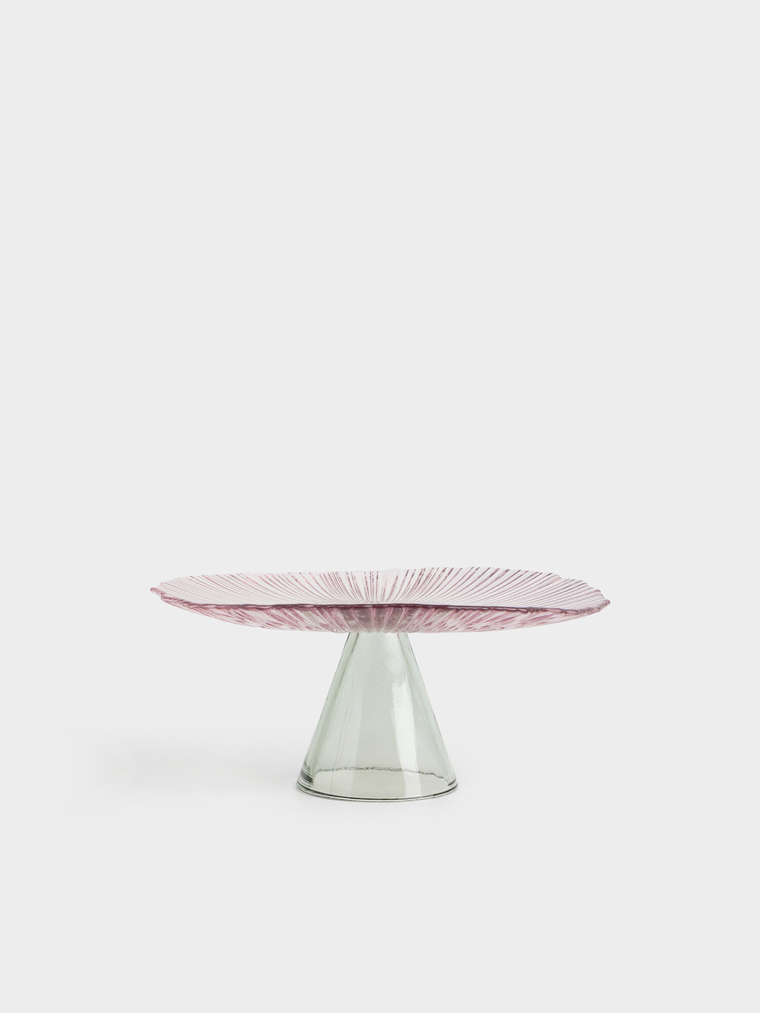 Блюдо на ножке Kuchenland, 28х12 см, стекло Р, лиловое, Зеленая ножка, Verge