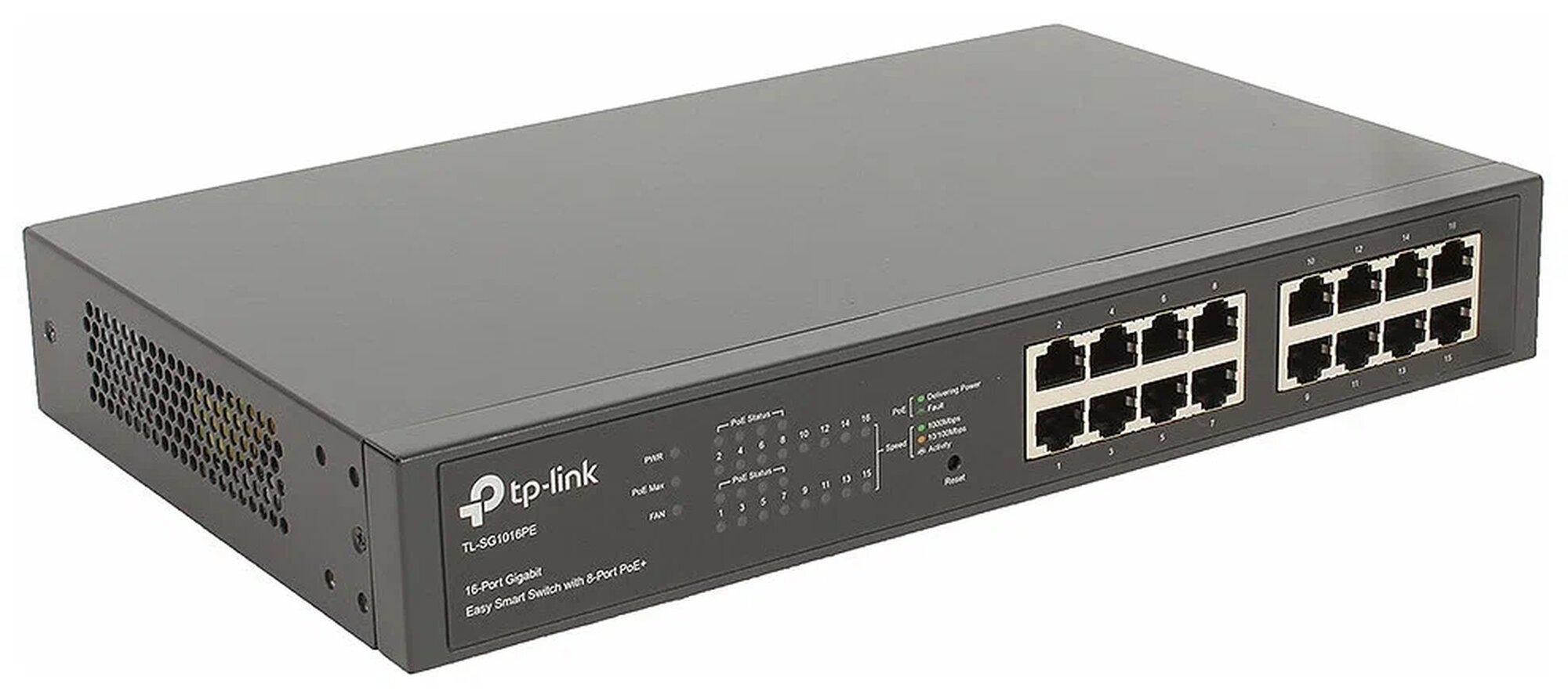 Коммутатор TP-Link TL-SG1016PE 16G 8SFP+ 8PoE+ 110W управляемый