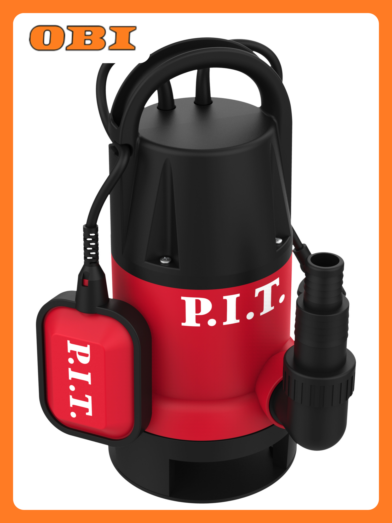 Погружной дренажный насос P.I.T. PSW900-W, 10 м, 250 л./мин, 900Вт, красный